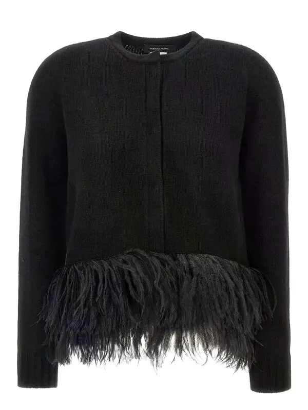 Fabiana Filippi Feather-trim Cardigan - Black
