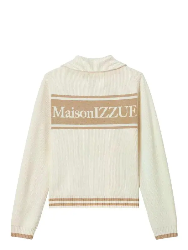 Izzue Logo-print Quarter-zip Sweater - Neutrals