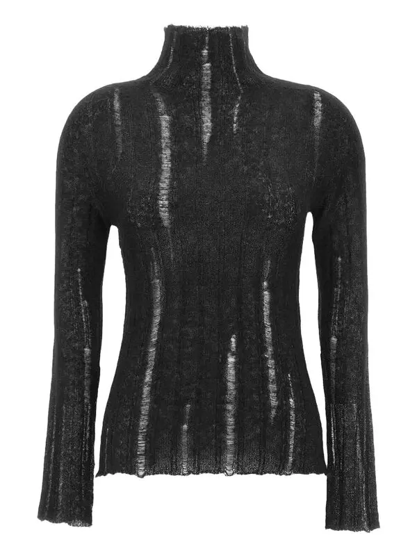 Fabiana Filippi Distressed High-neck Sweater - Black