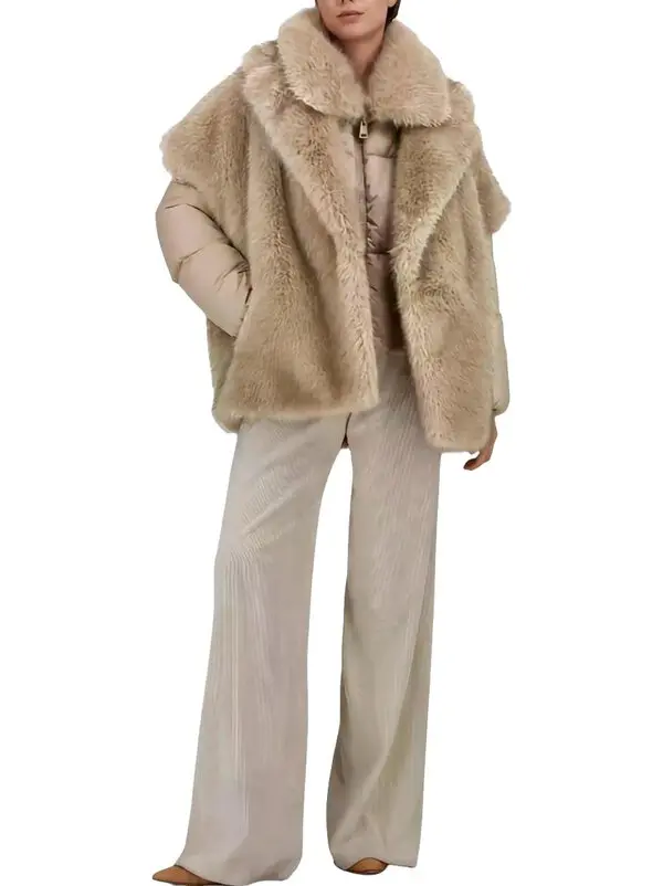 Herno Faux-fur Short-sleeve Jacket - Neutrals
