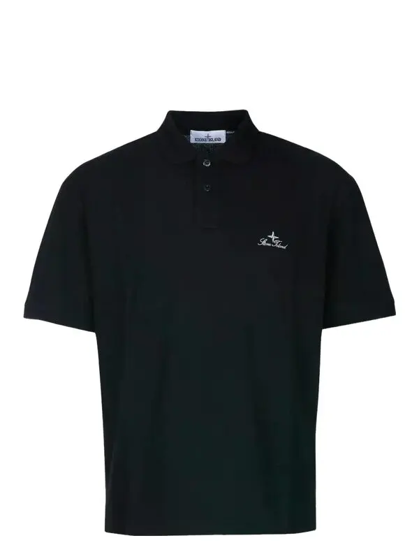 Stone Island 2200002 50/2 Organic Cotton Piqué Polo Shirt - Black