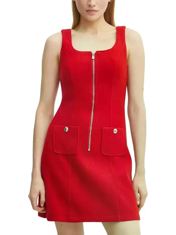 MORGAN Zip-up Patch-pocket Mini Dress - Red
