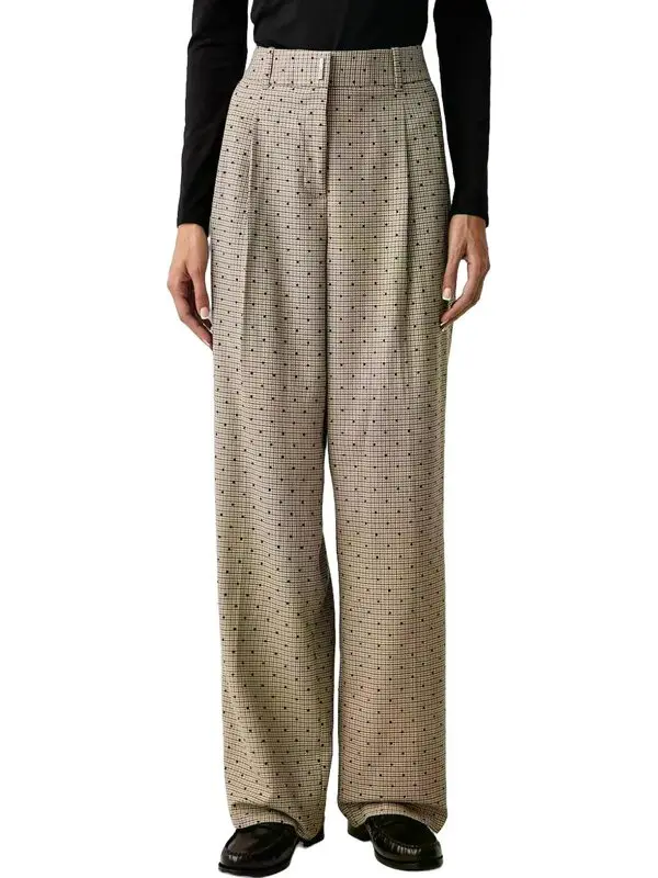 Dkny Houndstooth-pattern Polka-dot Trousers - Neutrals