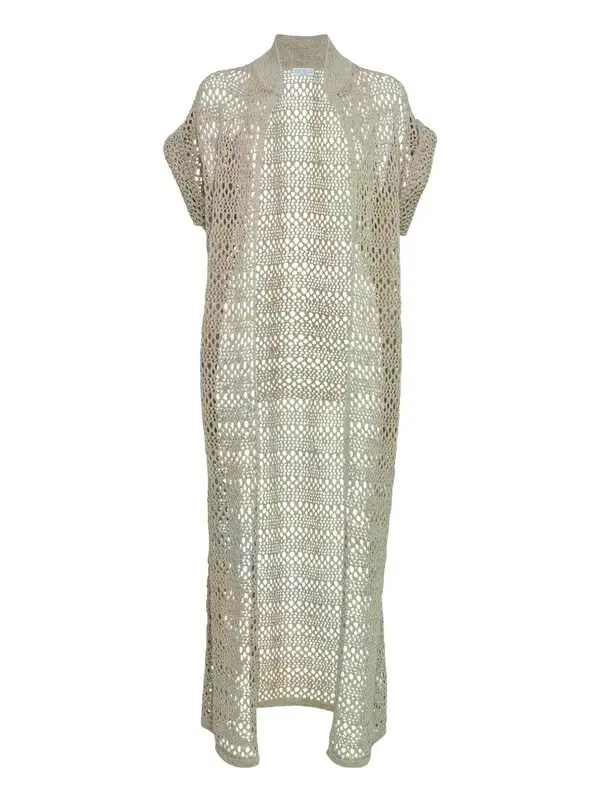 Brunello Cucinelli Net Open-knit Cardigen-coat - Neutrals