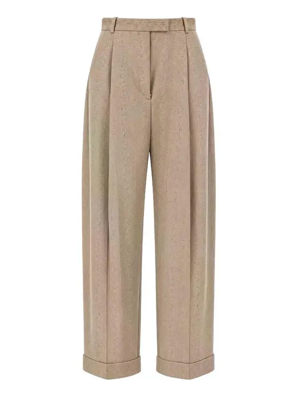 Hugo Tornara Relaxed-fit Pants In Textured Stretch Fabric - Neutrals