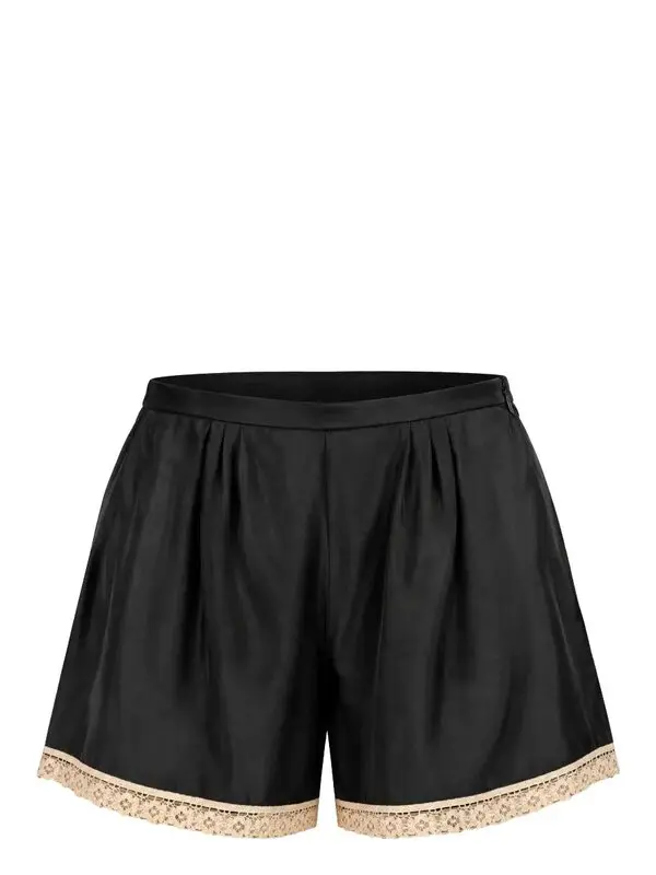FORTE_FORTE Lace-trim Pleated Shorts - Black