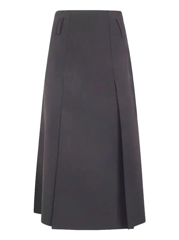 DRHOPE Pleated A-line Midi Skirt - Black