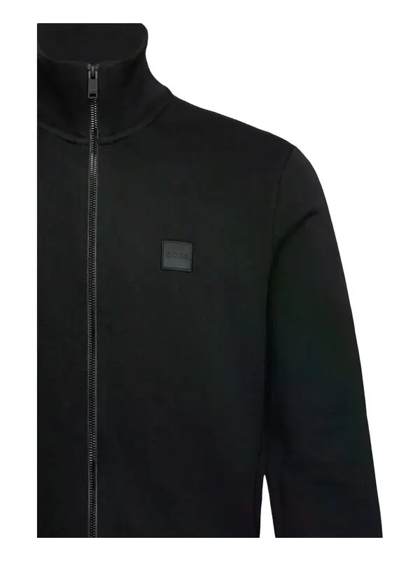 BOSS Cotton-jersey Jacket With Logo Badge - Black