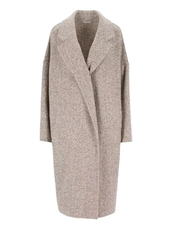 Dusan Oversized Herringbone Coat - Brown