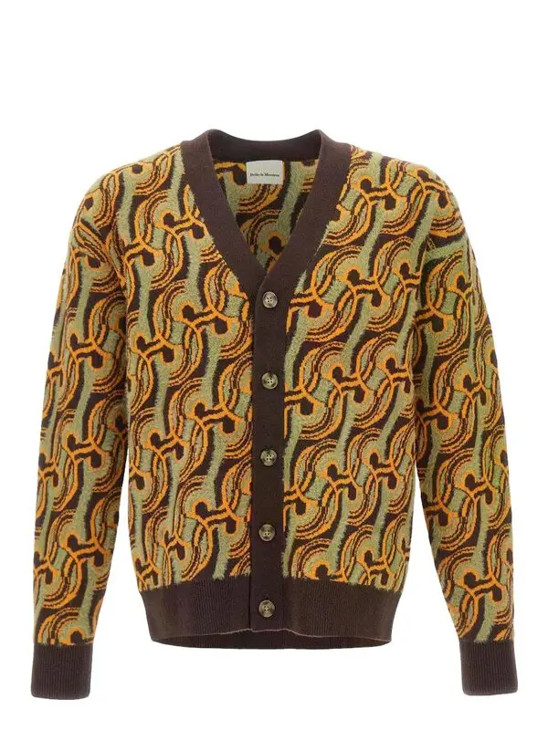 Drole De Monsieur D Mirror Abstrait Jacquard Cardigan - Brown