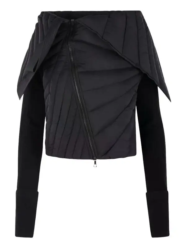 YEHUAFAN Off-shoulder Quilted Jacket - Black