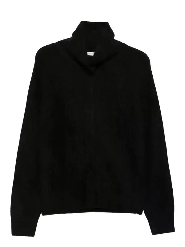 Kristensen Du Nord Ribbed-knit Roll-neck Cardigan - Black