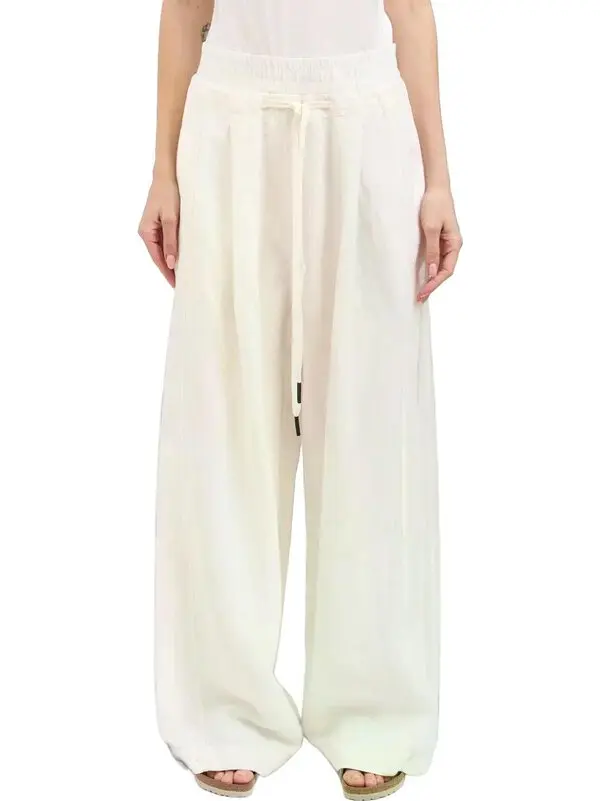 Andrea Ya'aqov Wide-leg Drawstring Trousers - Neutrals