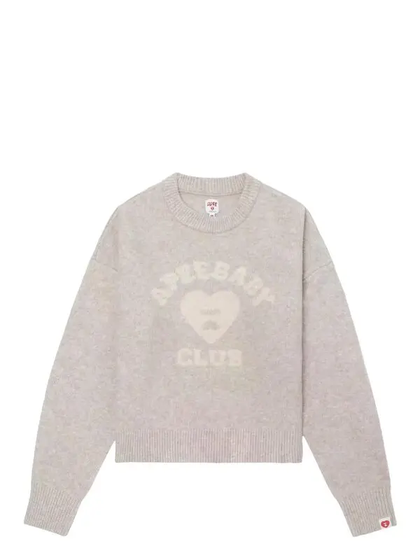 AAPE BY *A BATHING APE Logo-intarsia Crew-neck Sweater - Neutrals
