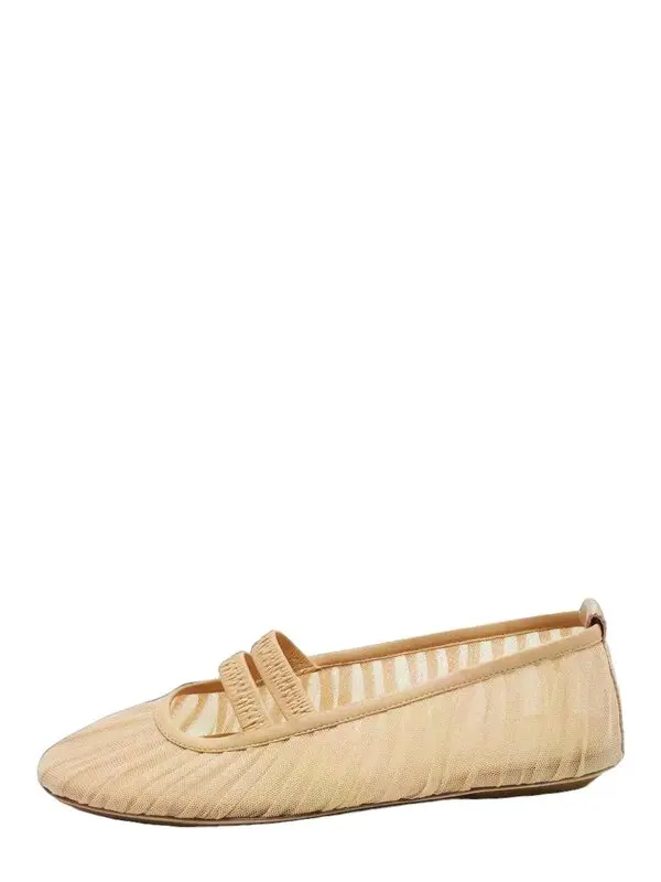 Burberry Mary Jane Pleated Mesh Ballet Flats - Neutrals
