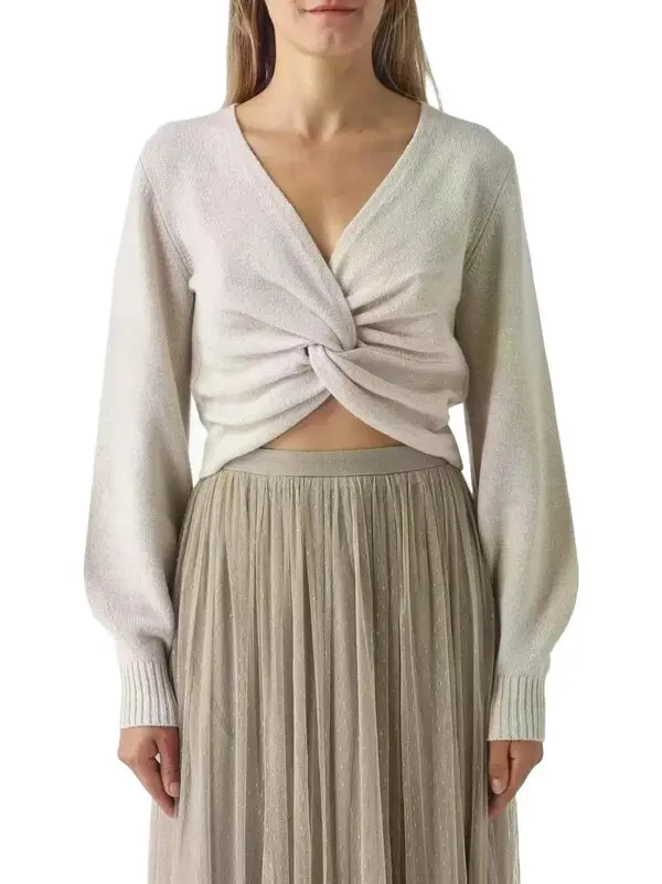 TWINSET Twist-front V-neck Sweater - Neutrals