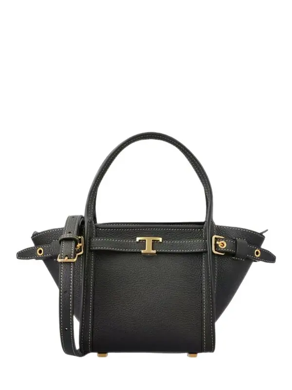 TOD'S T Timeless Pebbled-leather Tote Bag - Black