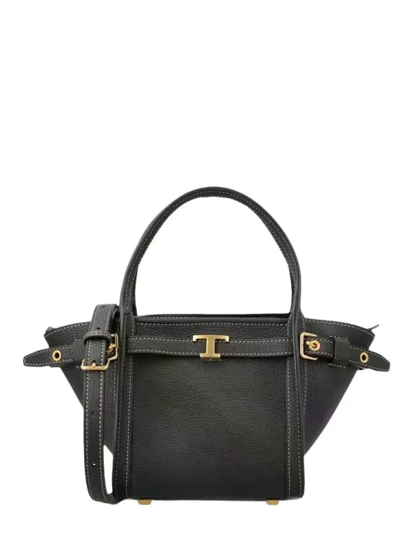 TOD'S T Timeless Pebbled-leather Tote Bag - Black