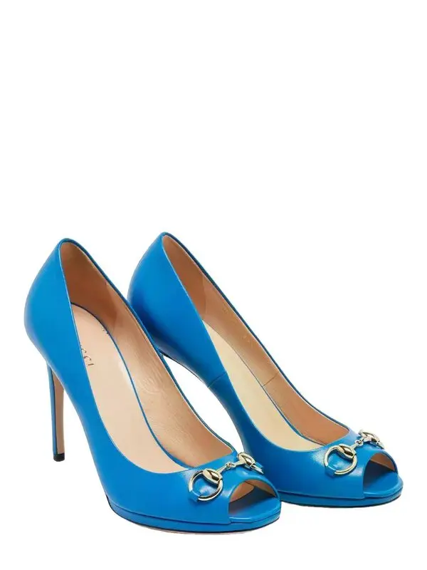 Gucci Horsebit Peep-toe Pumps - Blue