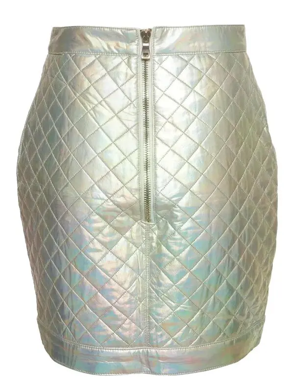 Balmain Iridescent Quilted Mini Skirt - Silver