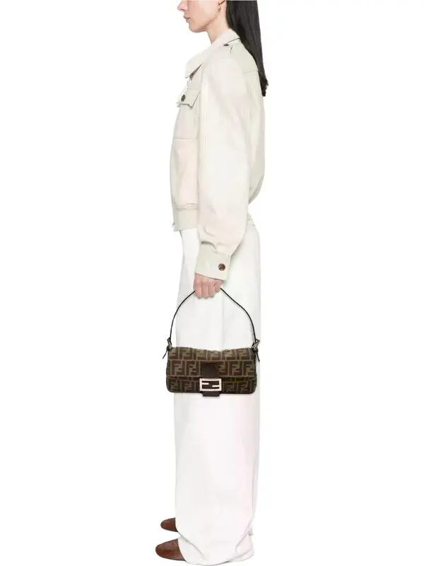 Fendi 20th Century Zucca Canvas Baguette Shoulder Bag - Brown
