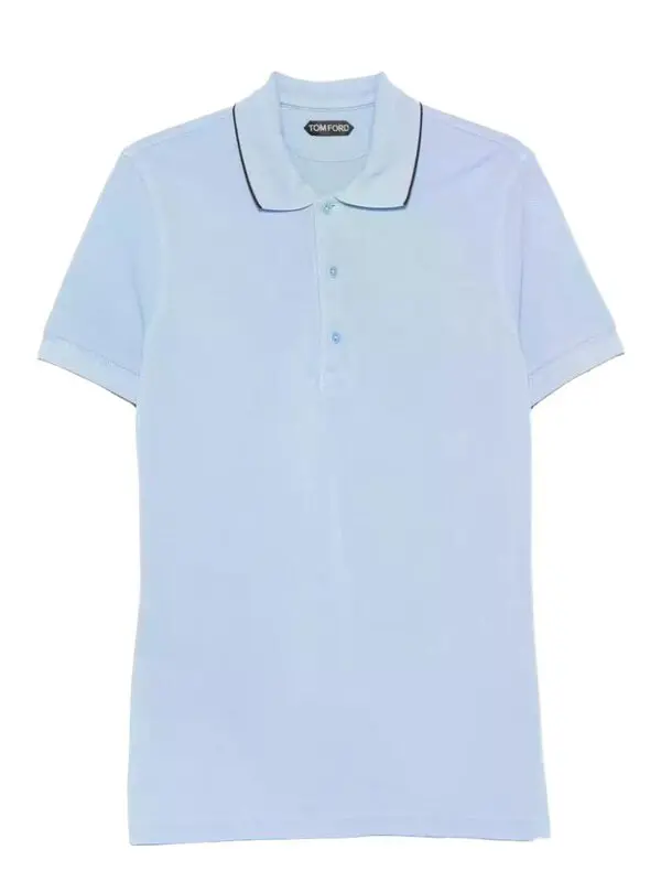 TOM FORD Piqué Cotton Polo Shirt - Blue
