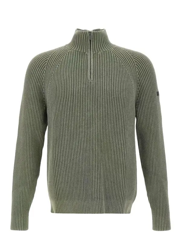 RRD Cotton 7 Techno Wash Half-zip Rib-knit Sweater - Green