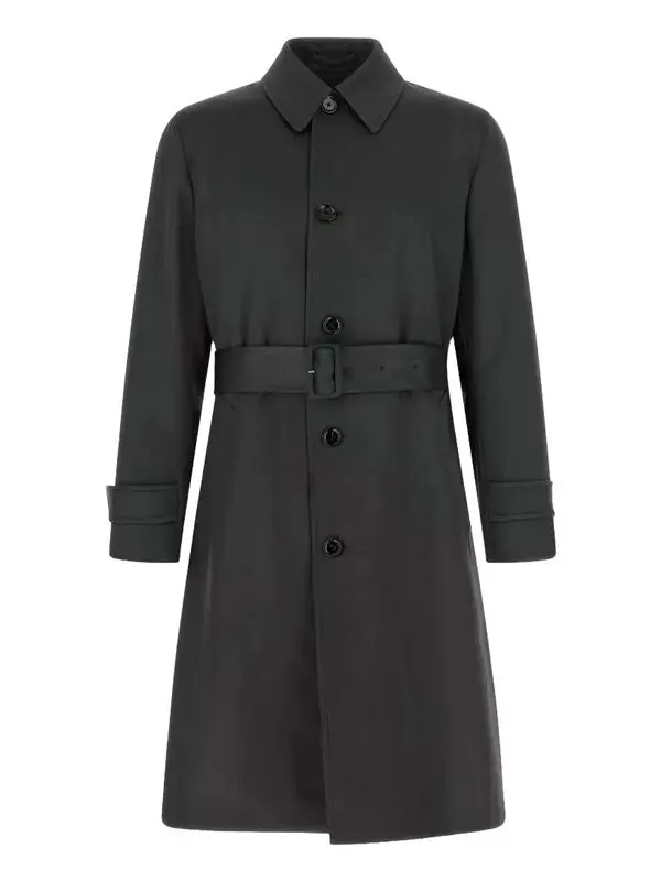 LARDINI Belted Single-breasted Trench Coat - Black