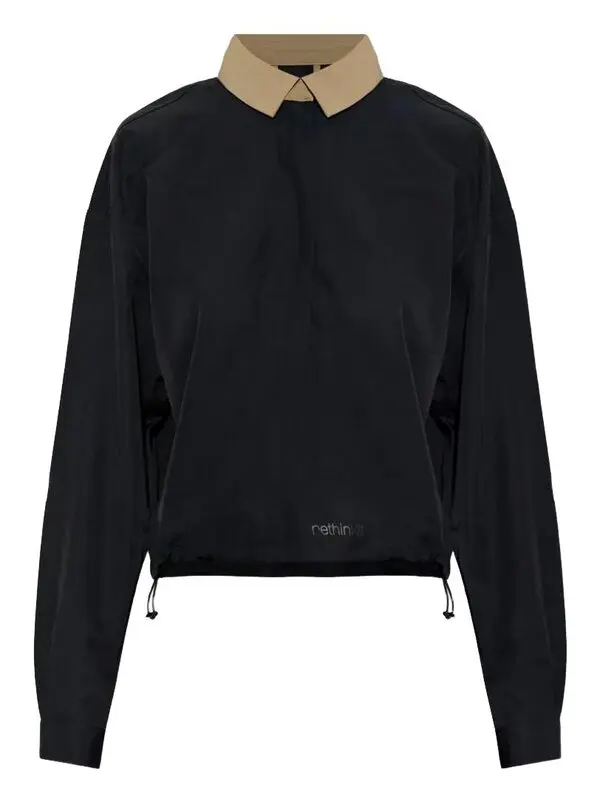 RETHINKIT STUDIOS Contrast-collar Drawstring T-shirt - Black
