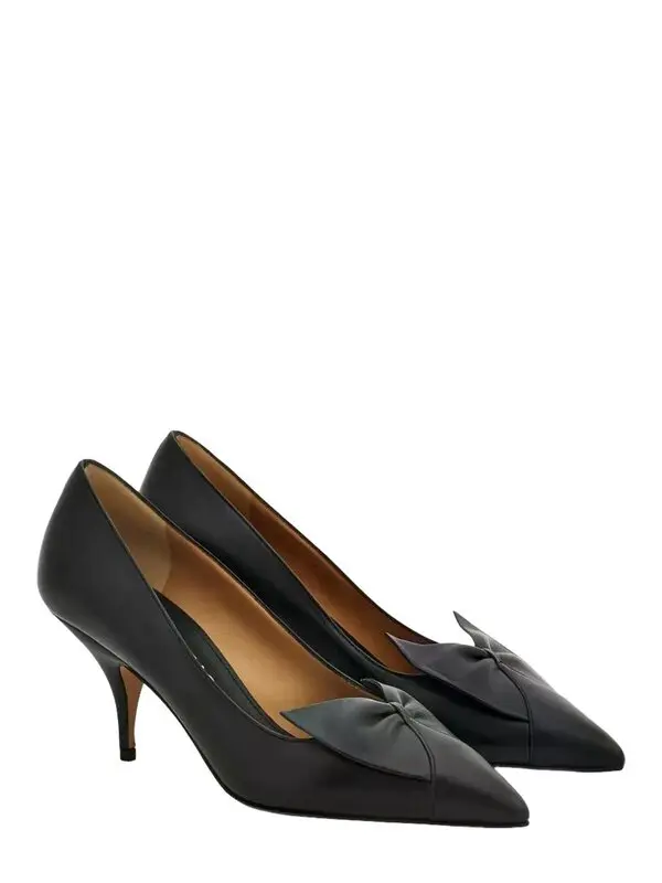 FERRAGAMO Point-toe Bow-detail Heeled Pumps - Black