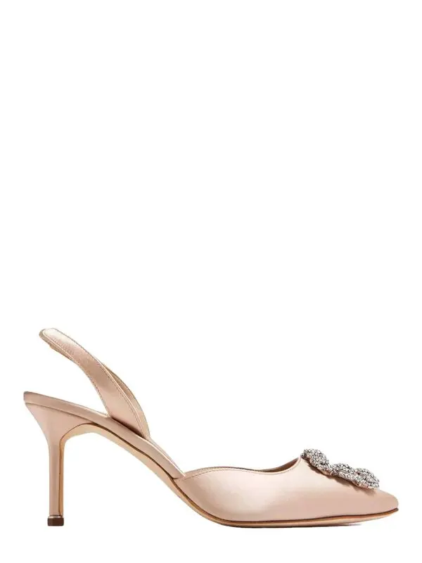 Manolo Blahnik Hangisi Crystal-buckle Pumps - Neutrals