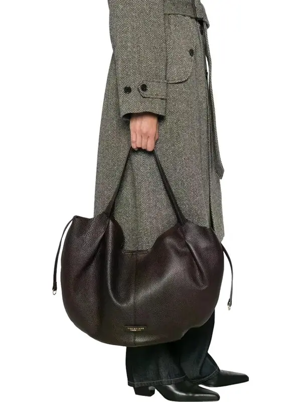 THE BRIDGE Grained-leather Shoulder Bag - Brown