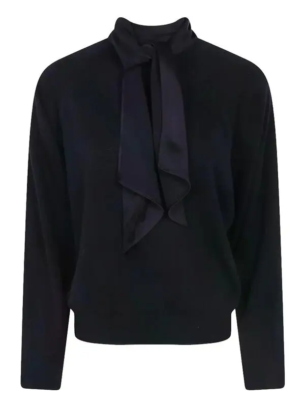 SEMICOUTURE Kathi Pussy-bow Wool Sweater - Black