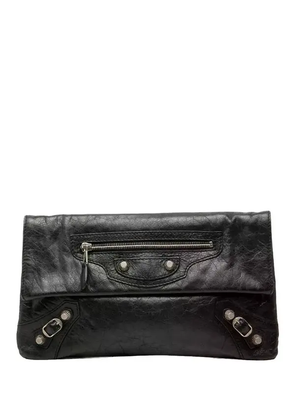 Balenciaga 2005-2026 Lambskin Motocross Giant 12 Envelope Clutch Bag - Black
