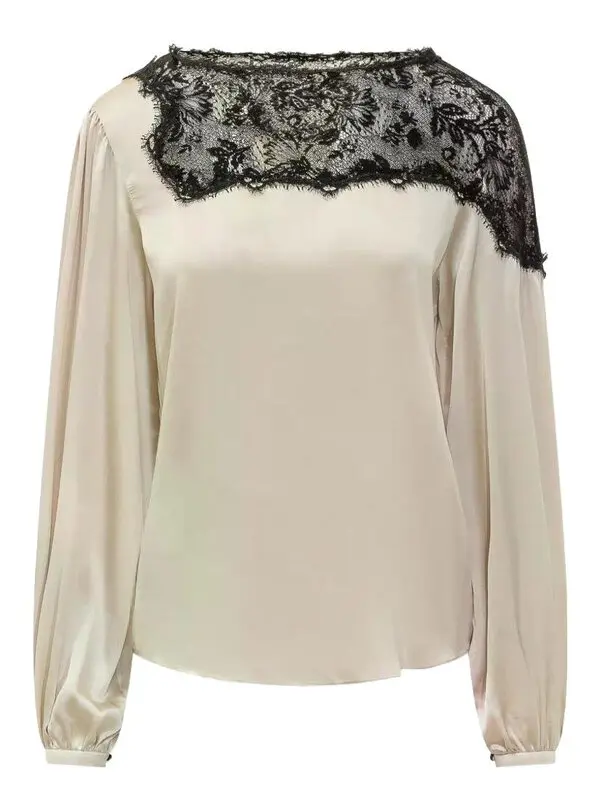 Isabel Marant Étoile Azare Lace-trim Satin-finish Blouse - Neutrals