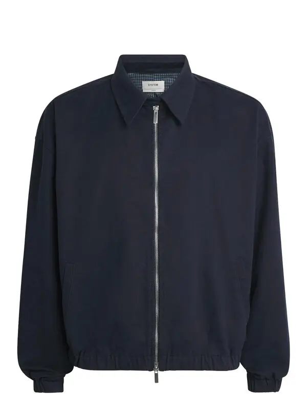 SYSTEM Cotton Check-lining Bomber Jacket - Blue