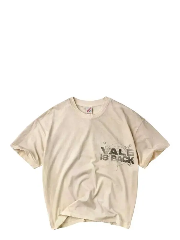VALE FOREVER Is Back Distressed Logo-print T-shirt - Neutrals