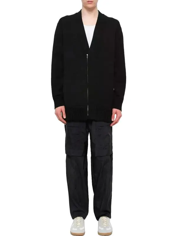 JUUN.J Zip-up Ribbed-trim Coat - Black