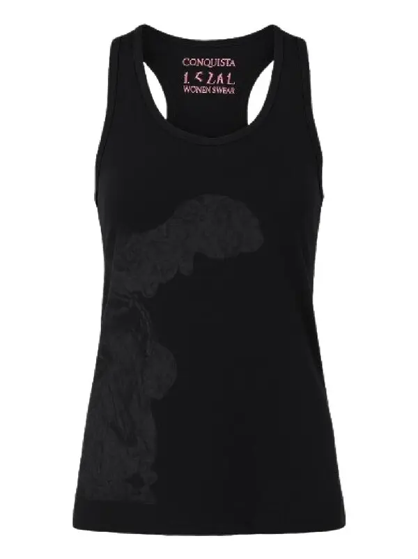 CONQUISTA Graphic Tank Top – Modern Minimalism With An Artistic Edge - Black