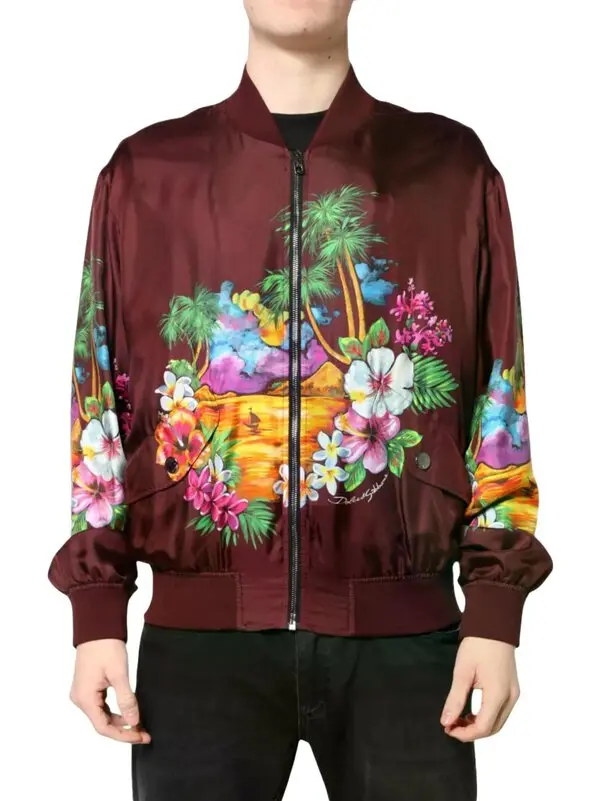 Dolce & Gabbana Tropical-print Silk Jacket - Red