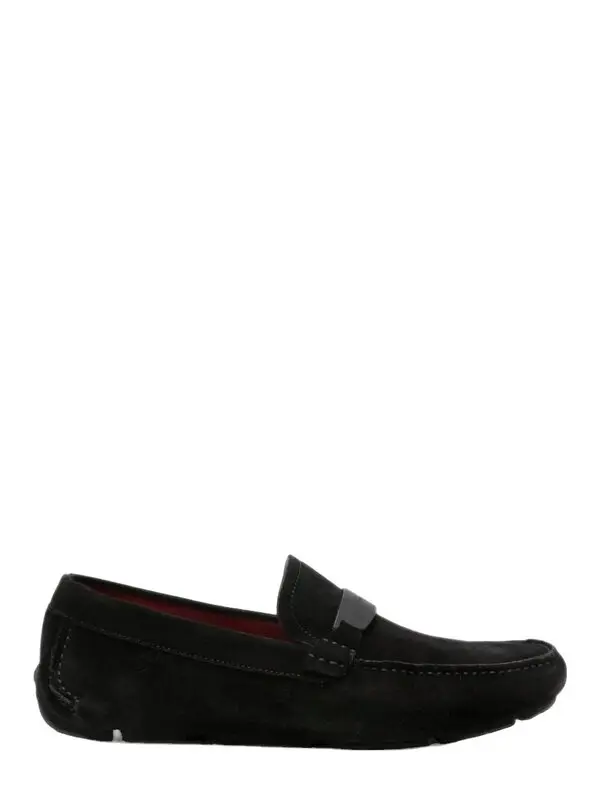 FERRAGAMO Logo-plaque Suede Loafers - Black