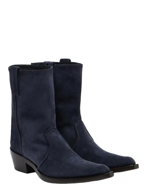 Khaite Clive Suede Cowboy Boots - Blue