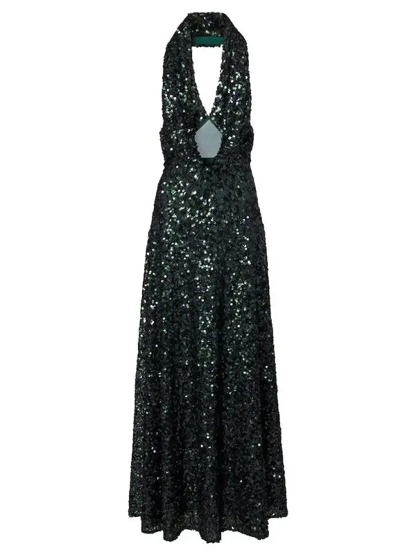 Christopher Esber Sequined Halterneck Gown - Multicoloured