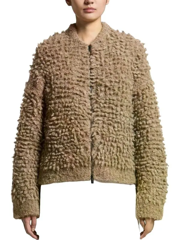 Peserico Bouclé-knit Zip-up Cardigan - Neutrals