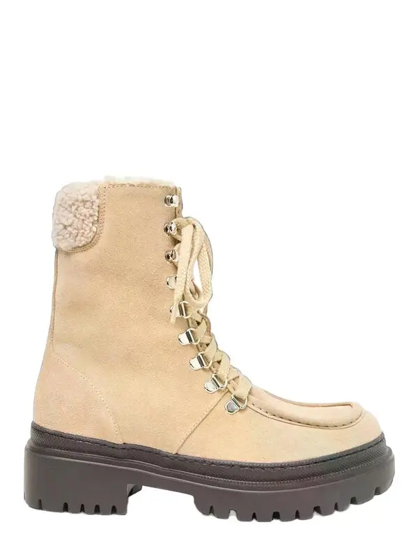 Peserico Shearling-trim Lace-up Boots - Neutrals