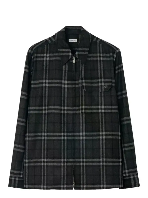 Burberry Check Wool Cashmere Overshirt - Grey