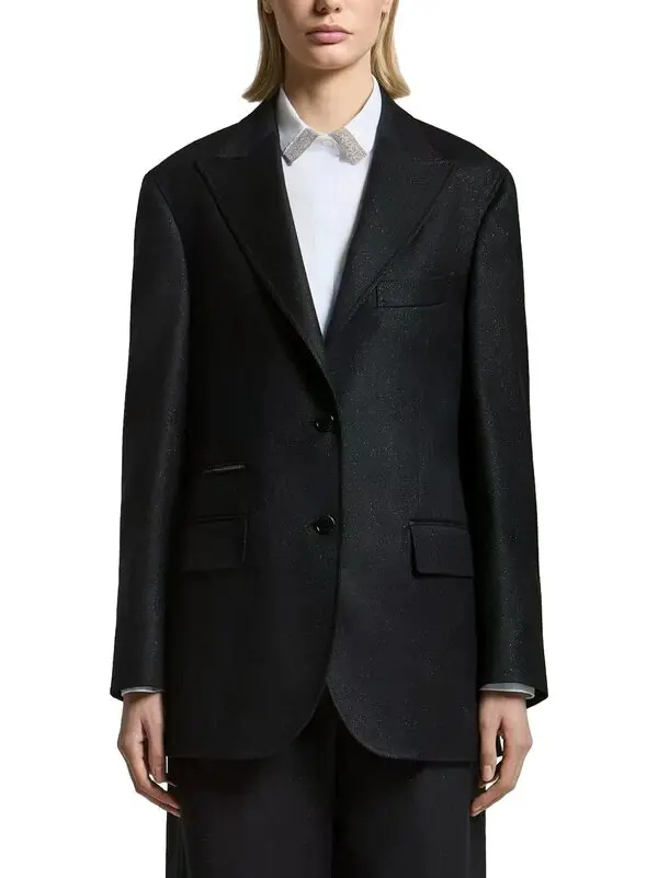 Peserico Glitter-effect Single-breasted Blazer - Blue
