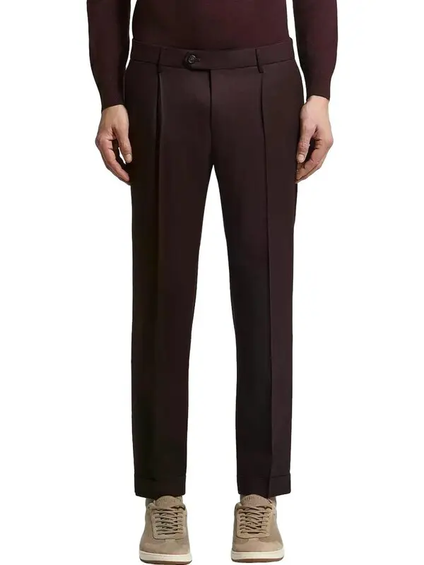 Peserico Pleated-detail Turn-up Trousers - Red