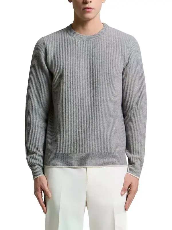 Peserico Ribbed-knit Crew-neck Sweater - Grey