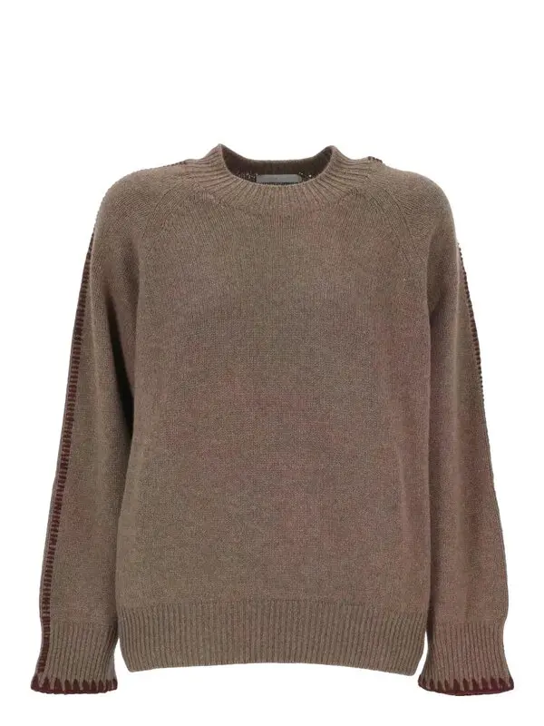 OLIVER LATTUGHI Blanket-stitched Raglan-sleeve Sweater - Brown
